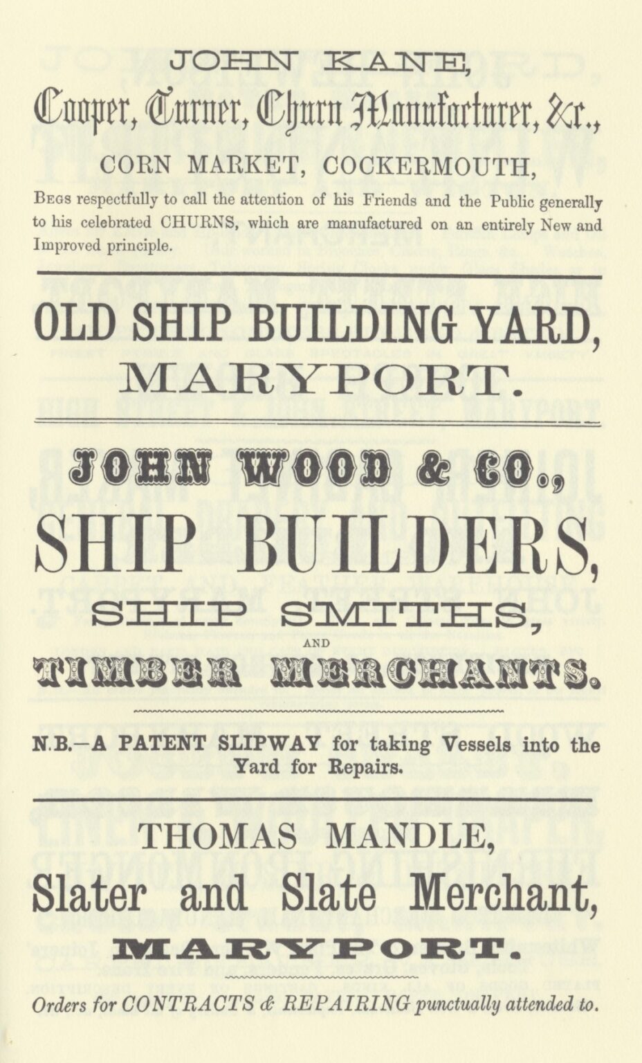 1861 Adverts Maryport – Maryport History (click here for home page)